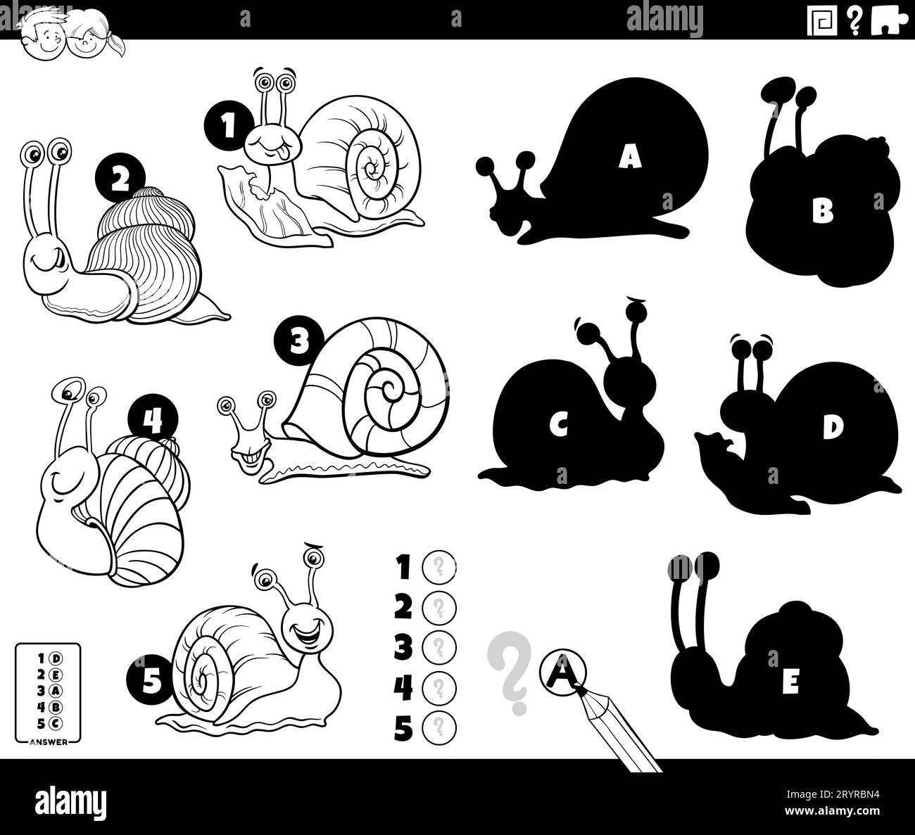 Children educational game finding Black and White Stock Photos & Images ...
