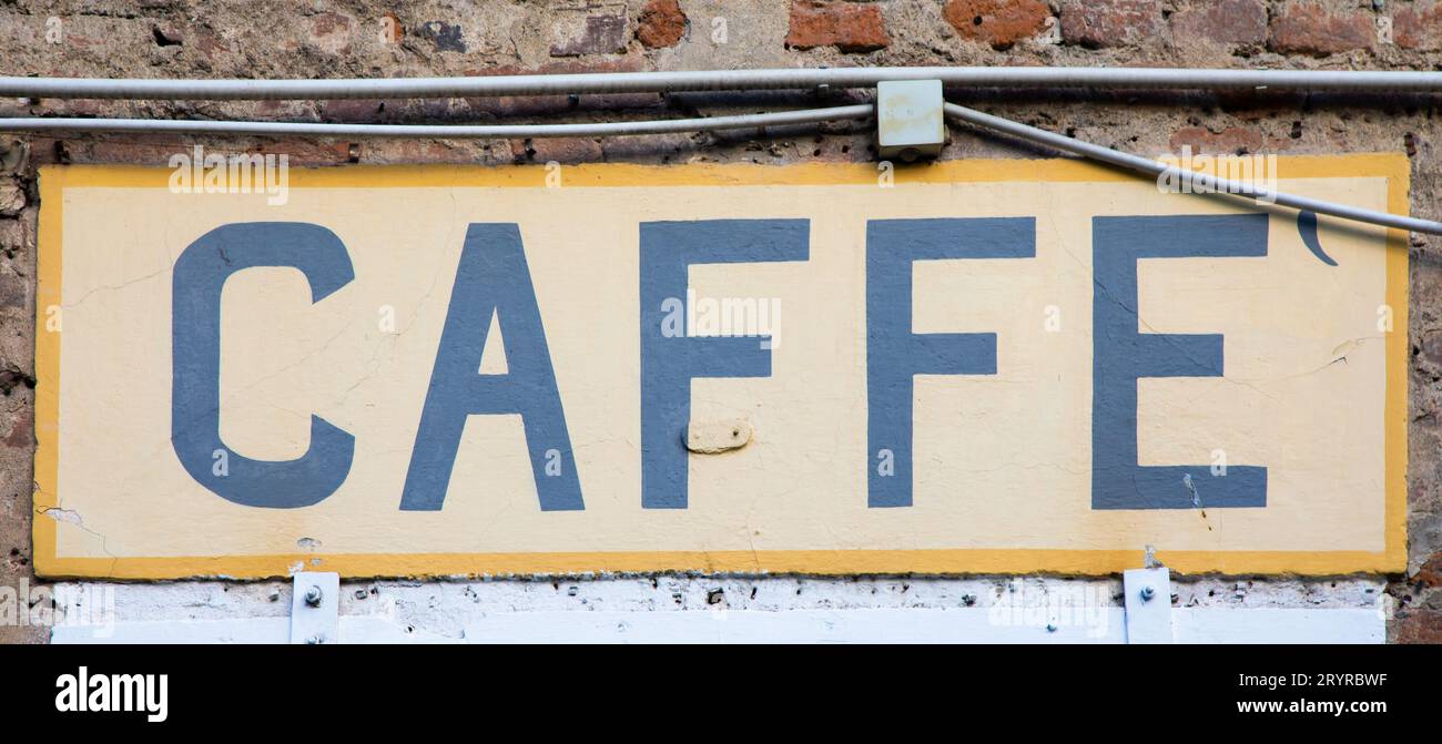Old vintage coffee sign in Italy - Concept of retro, traditional CaffÃ ...