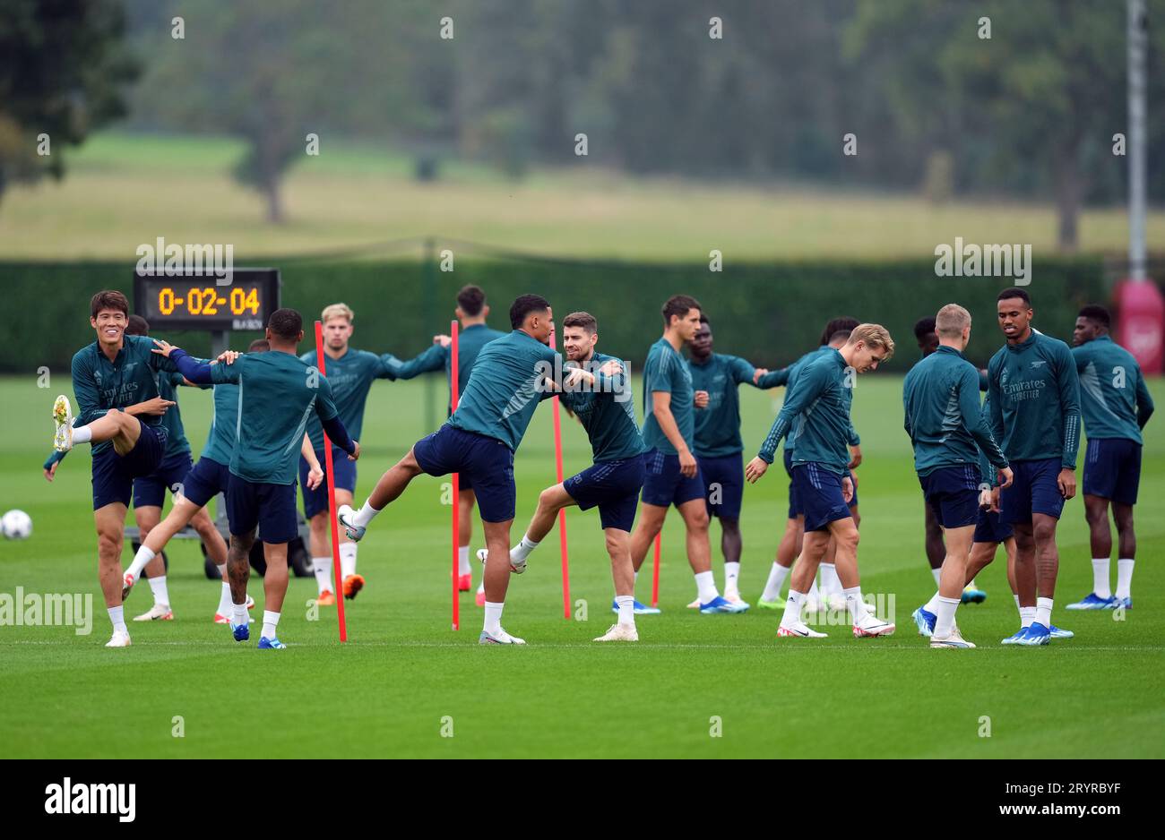 Arsenal players during a training session at the Arsenal Training ...