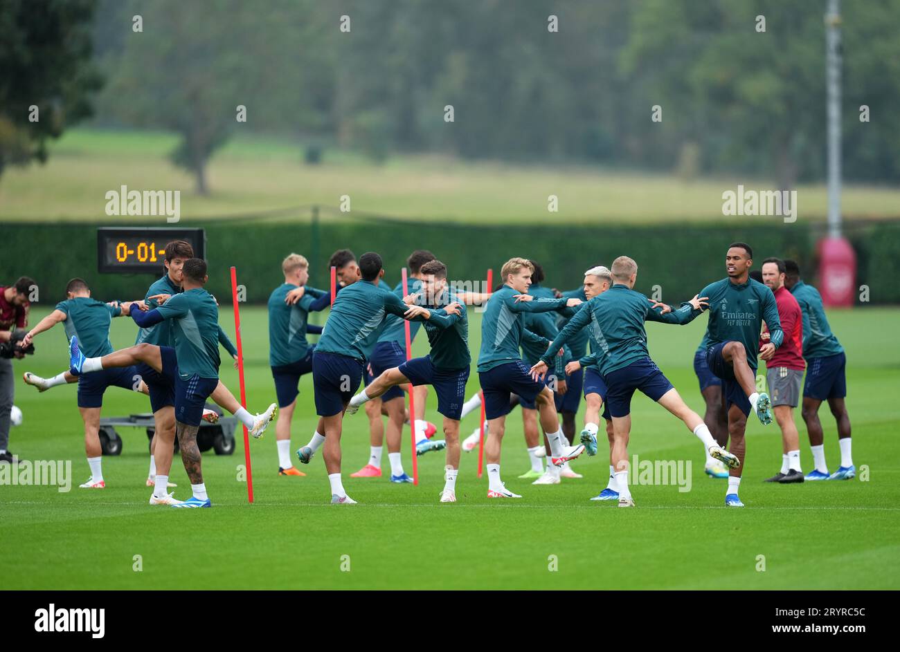 Arsenal players during a training session at the Arsenal Training ...