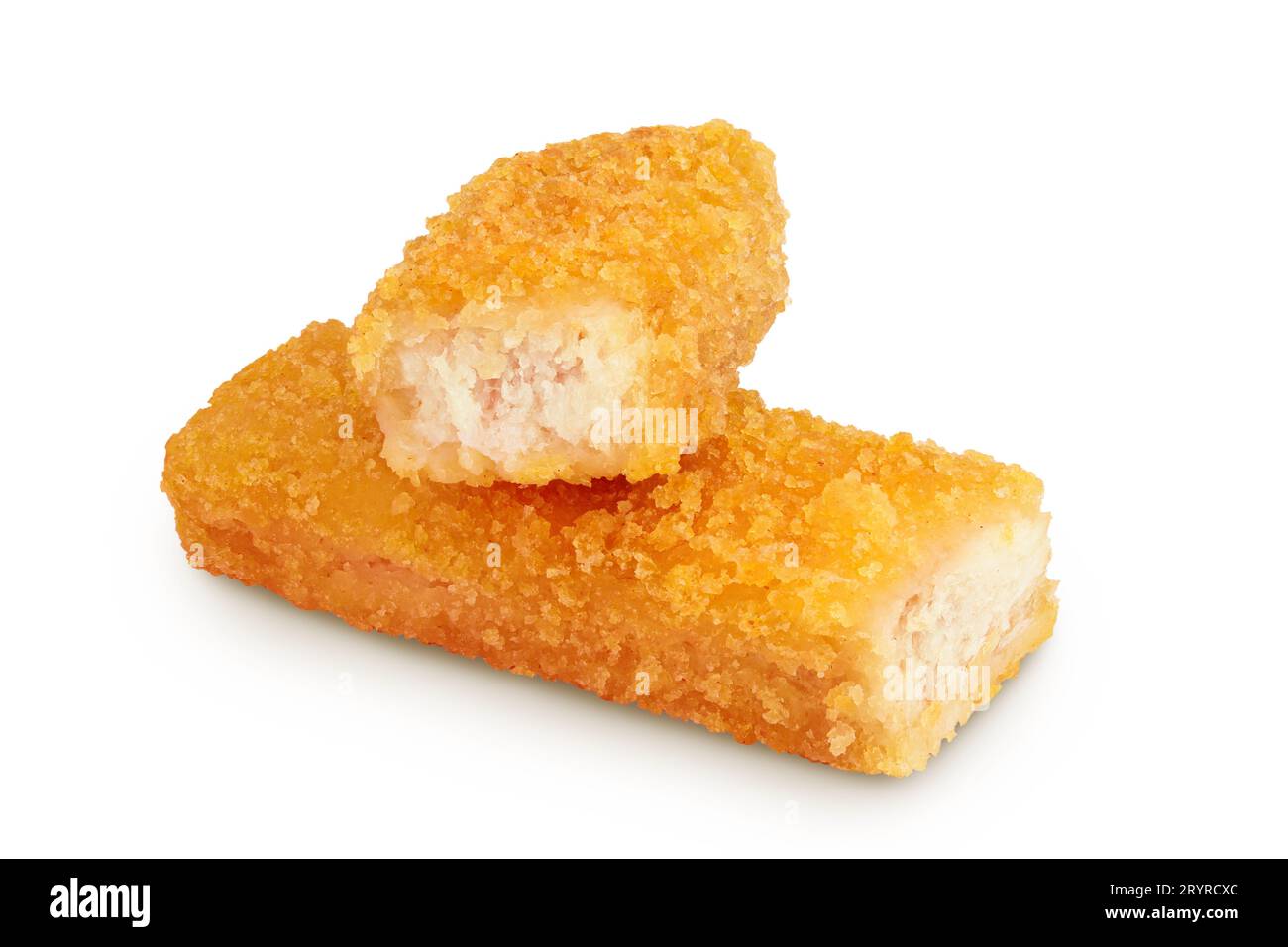 Fish finger or stick isolated on white background with full depth of ...
