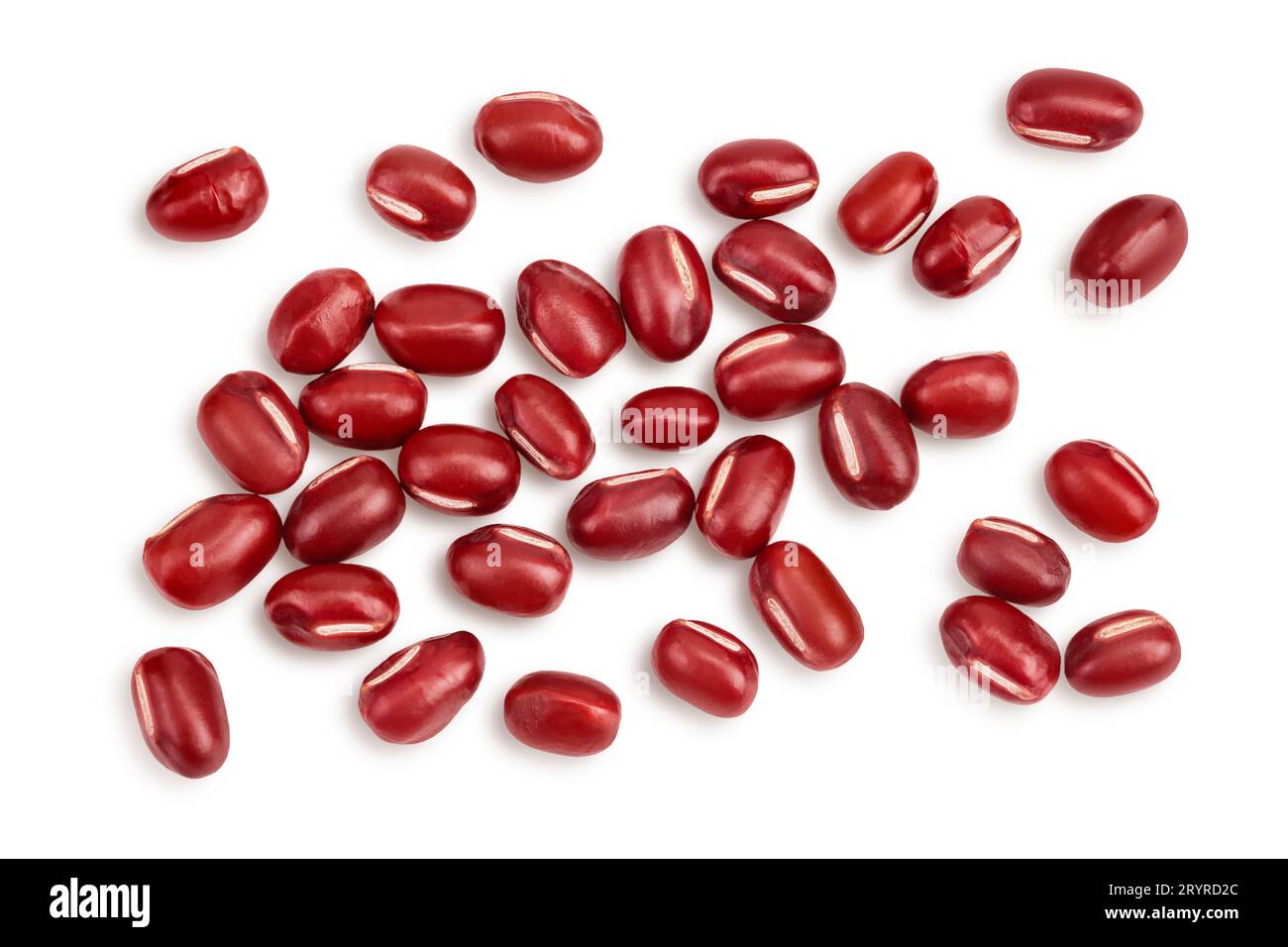 Red adzuki beans isolated on white background. Top view. Flat lay Stock ...