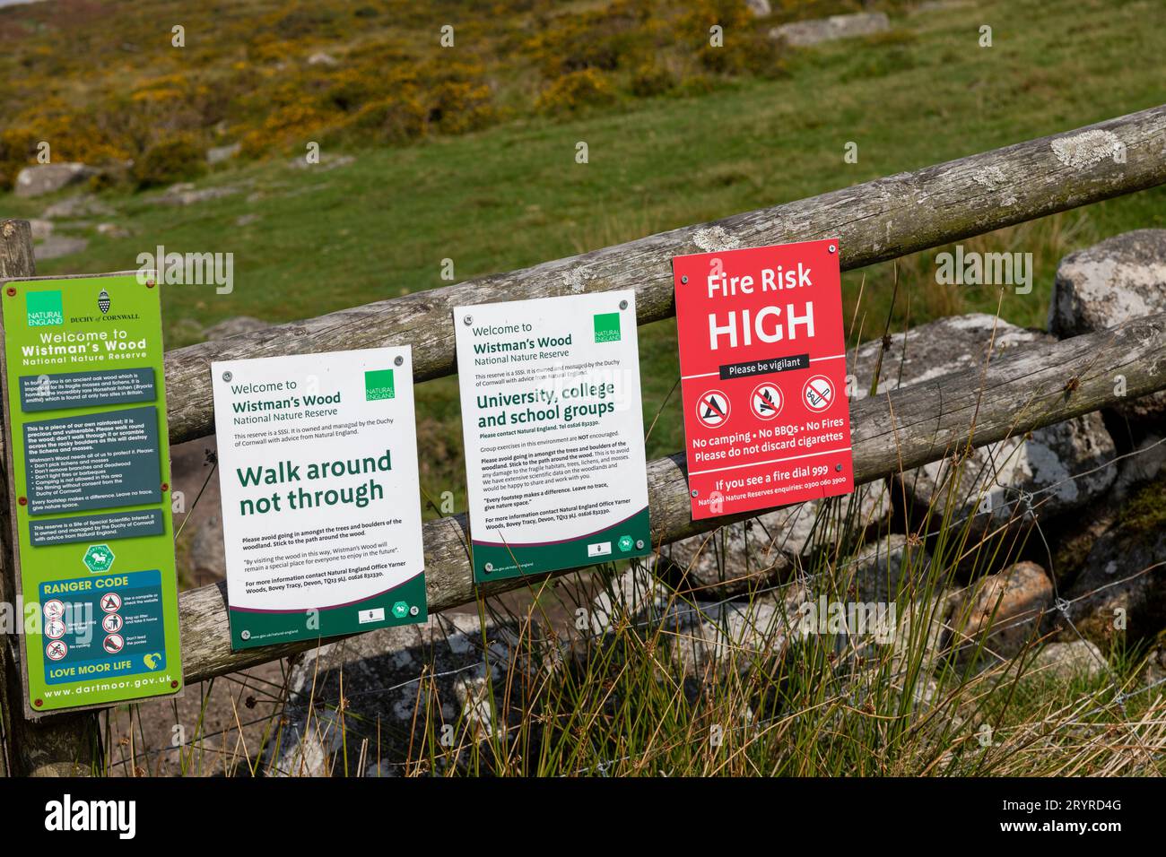 Wistmans Wood, information signs for visitors to this site of special ...