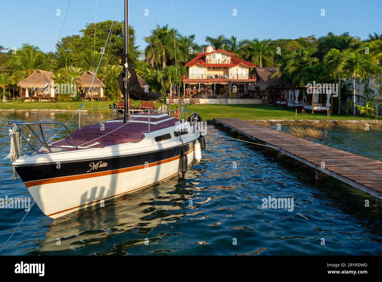 Bacalar, Quintana Roo, Mexico, A landscape of a lagune of Bacalar (in ...