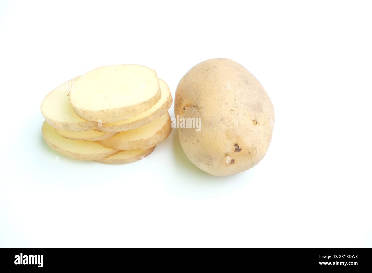 Potato rings on white background Stock Photo - Alamy