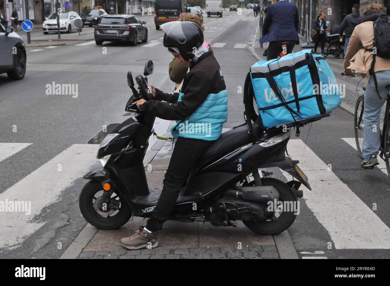 02 October 2023/Wolt partner food delivery man in danish capital ...