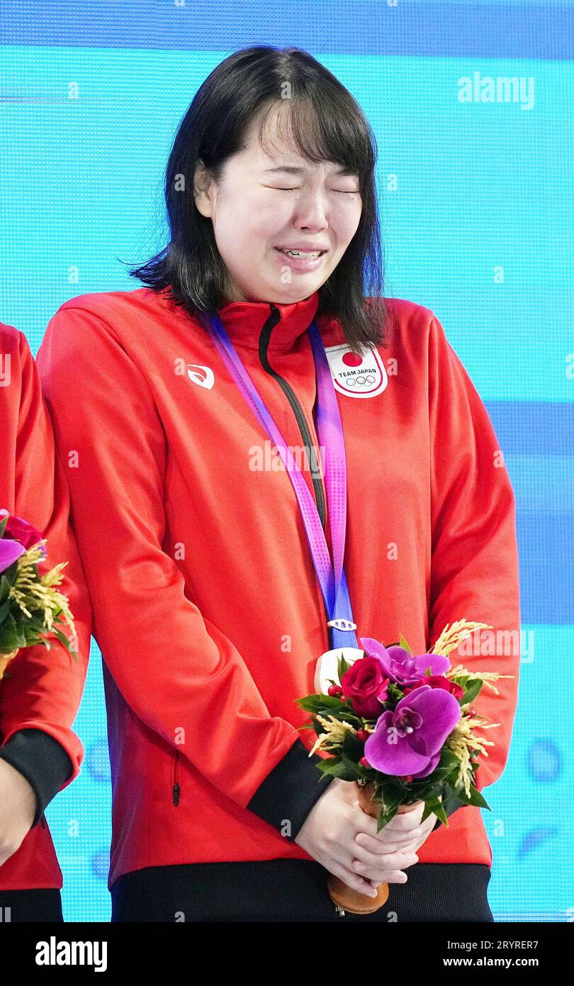 Japan goalkeeper Minami Shioya fights back tears during the awards ...