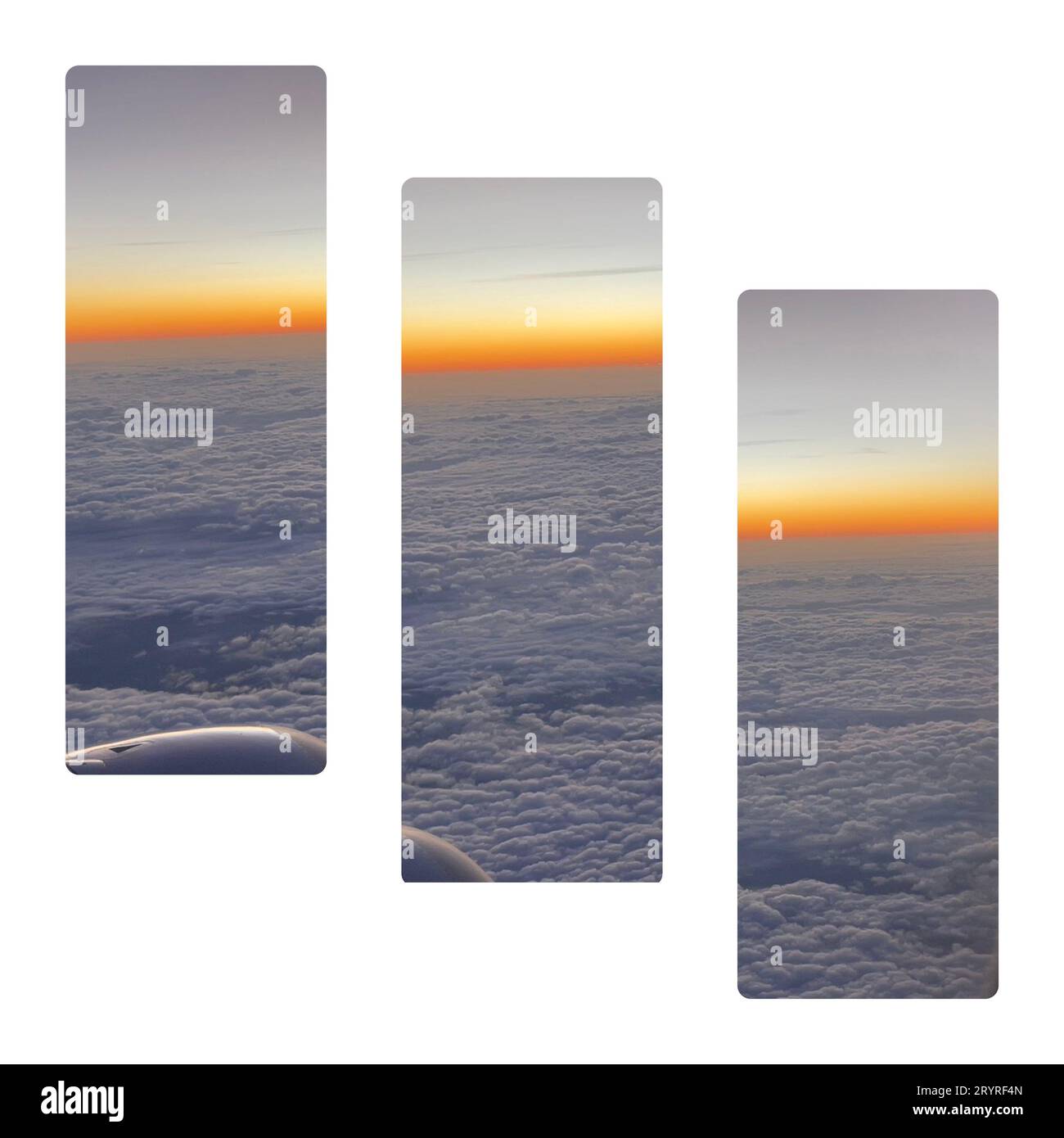 A collage of three vibrant images of a sky dotted with fluffy clouds at ...