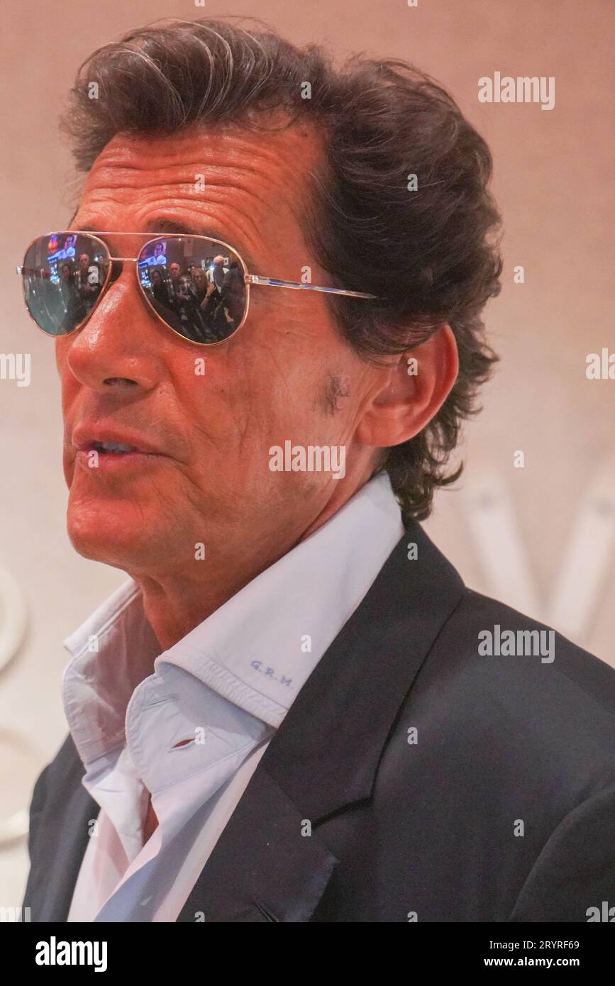 London UK. 2 October 2023. Geoffrey Moore, son Sir Roger Moore at the ...