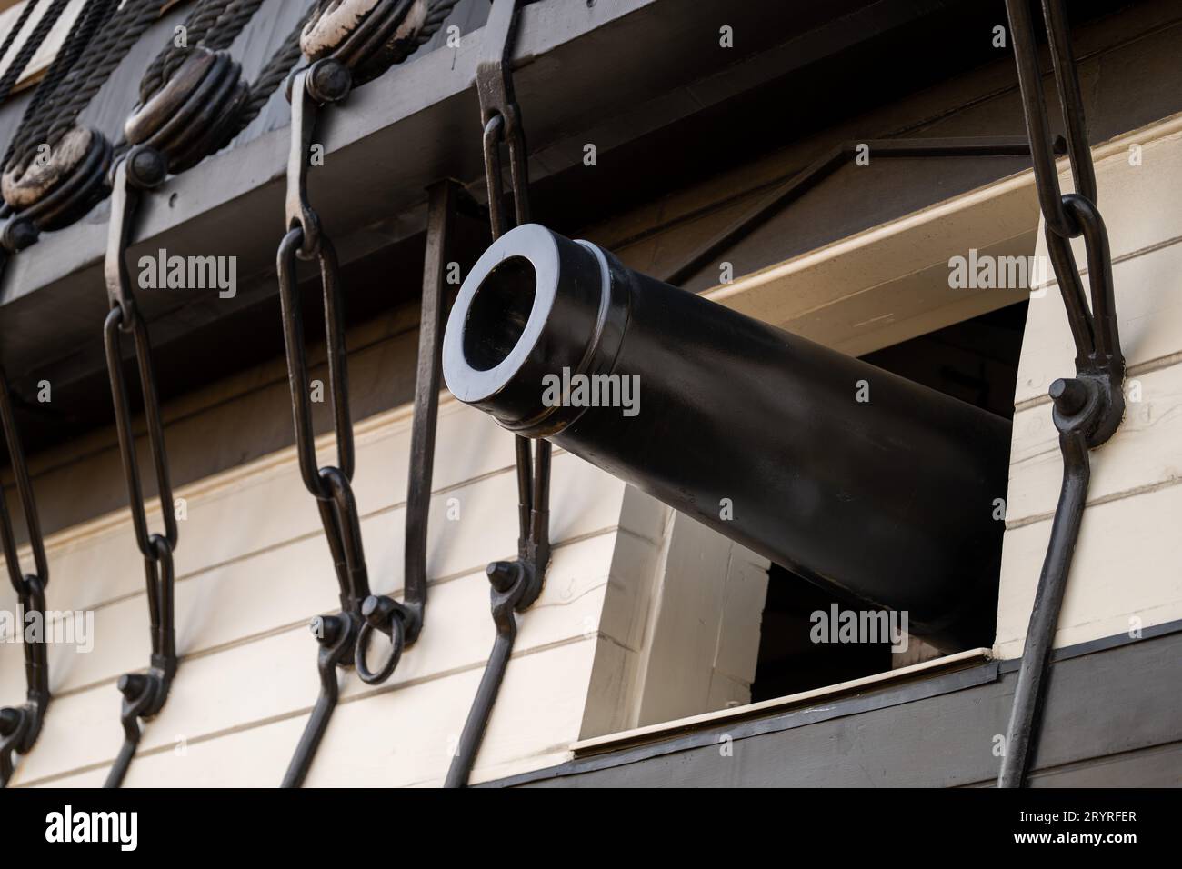 Antique Cannon on a Medieval Ship Stock Photo - Alamy