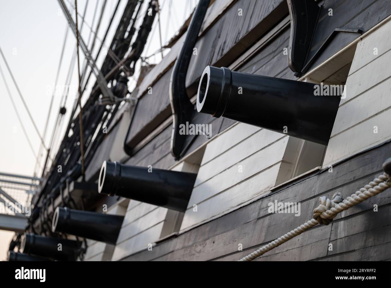 Antique Cannons on a Medieval Ship Stock Photo - Alamy