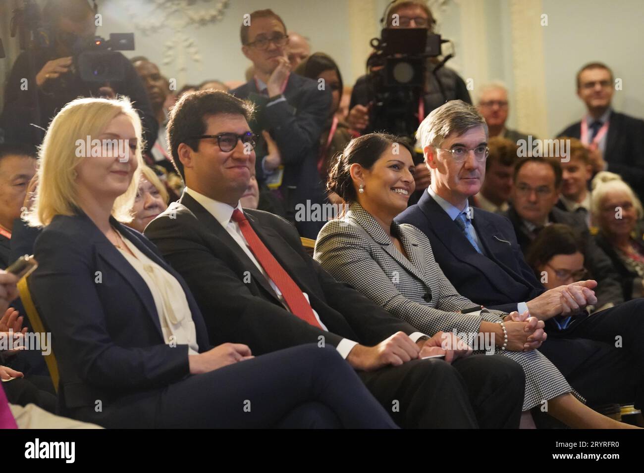 (Left to right) Liz Truss, Ranil Jayawardena, Dame Priti Patel and Sir Jacob Rees-Mogg during ...