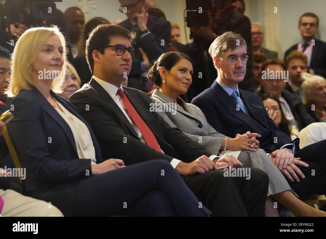(Left to right) Liz Truss, Ranil Jayawardena, Dame Priti Patel and Sir Jacob Rees-Mogg during ...