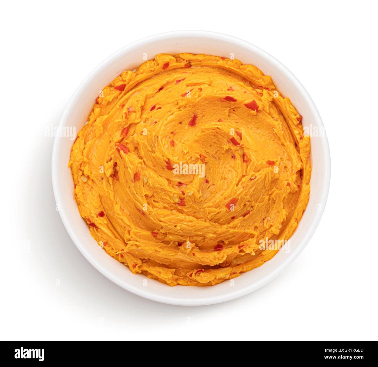 Spicy chili pepper butter isolated on white background, top view Stock ...