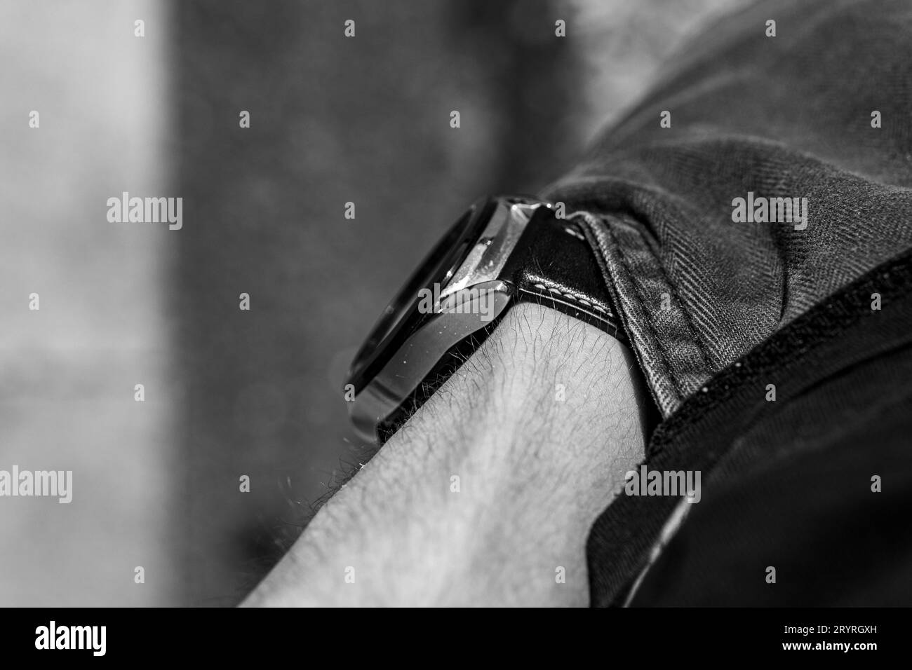 Male wristwatch Black and White Stock Photos & Images - Alamy