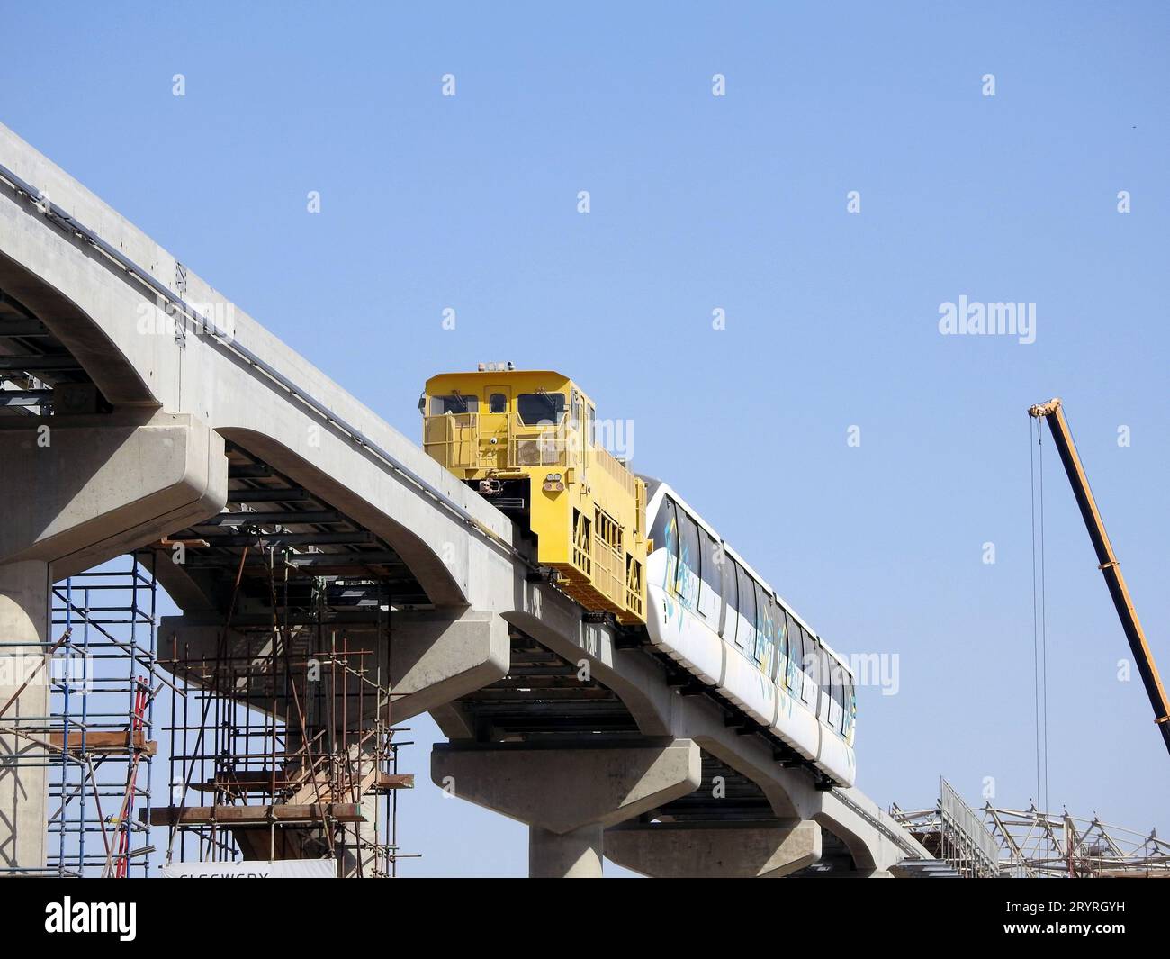 Cairo, Egypt, September 28 2023: installation of Egypt monorail vehicle ...