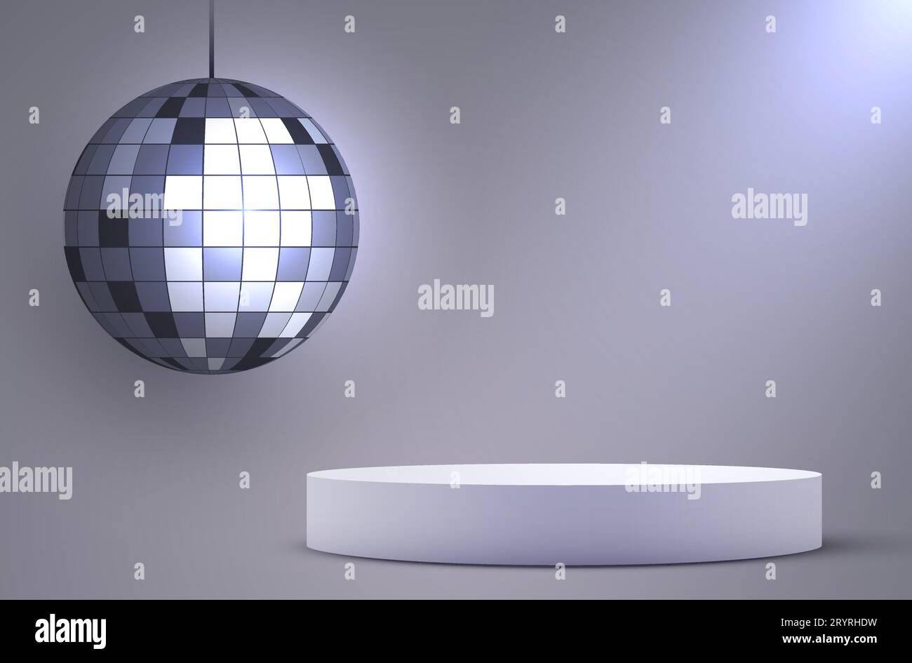 Abstract scene background. Cylinder podium with disco ball. Product ...