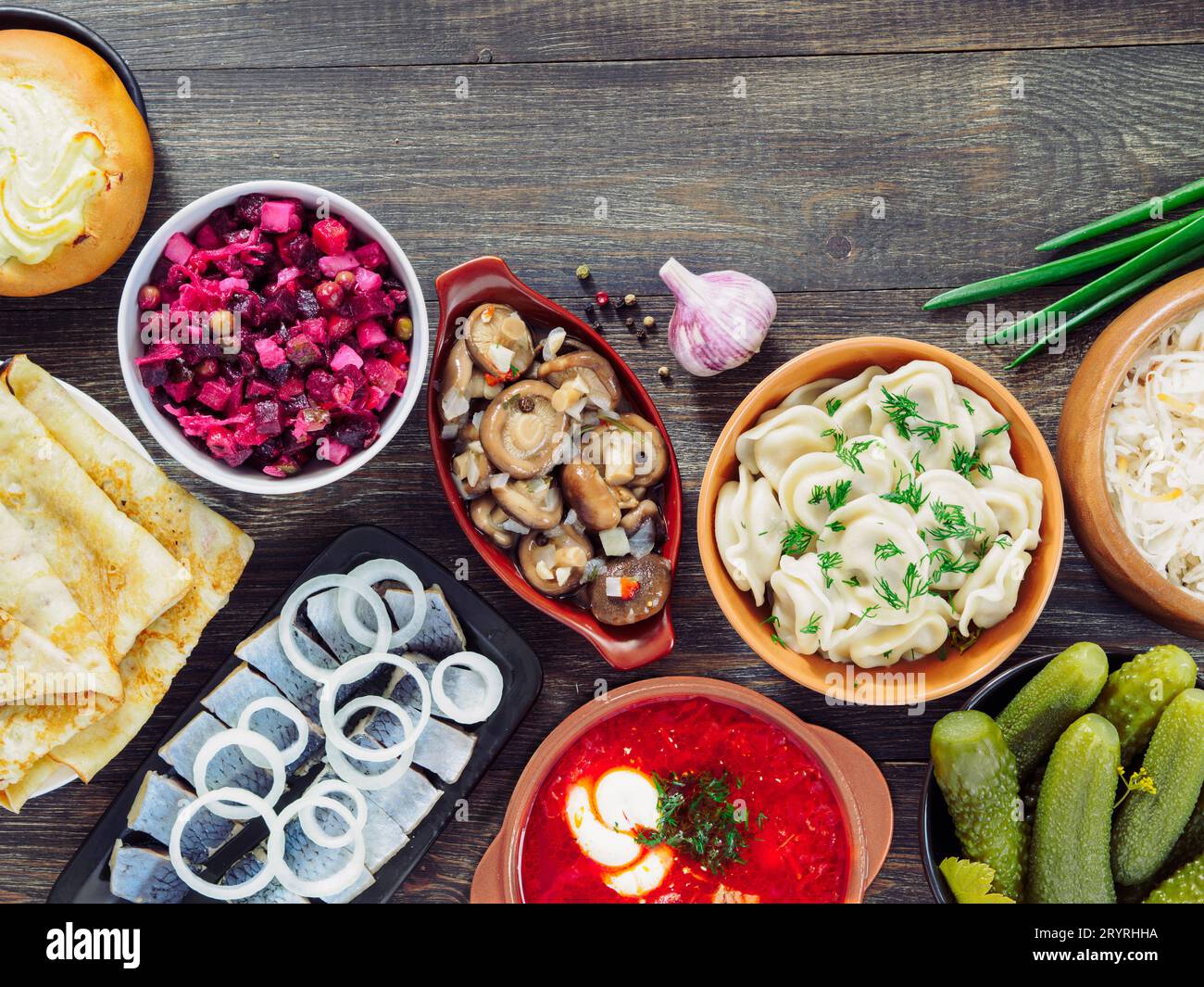 Russian food assortment Stock Photo - Alamy