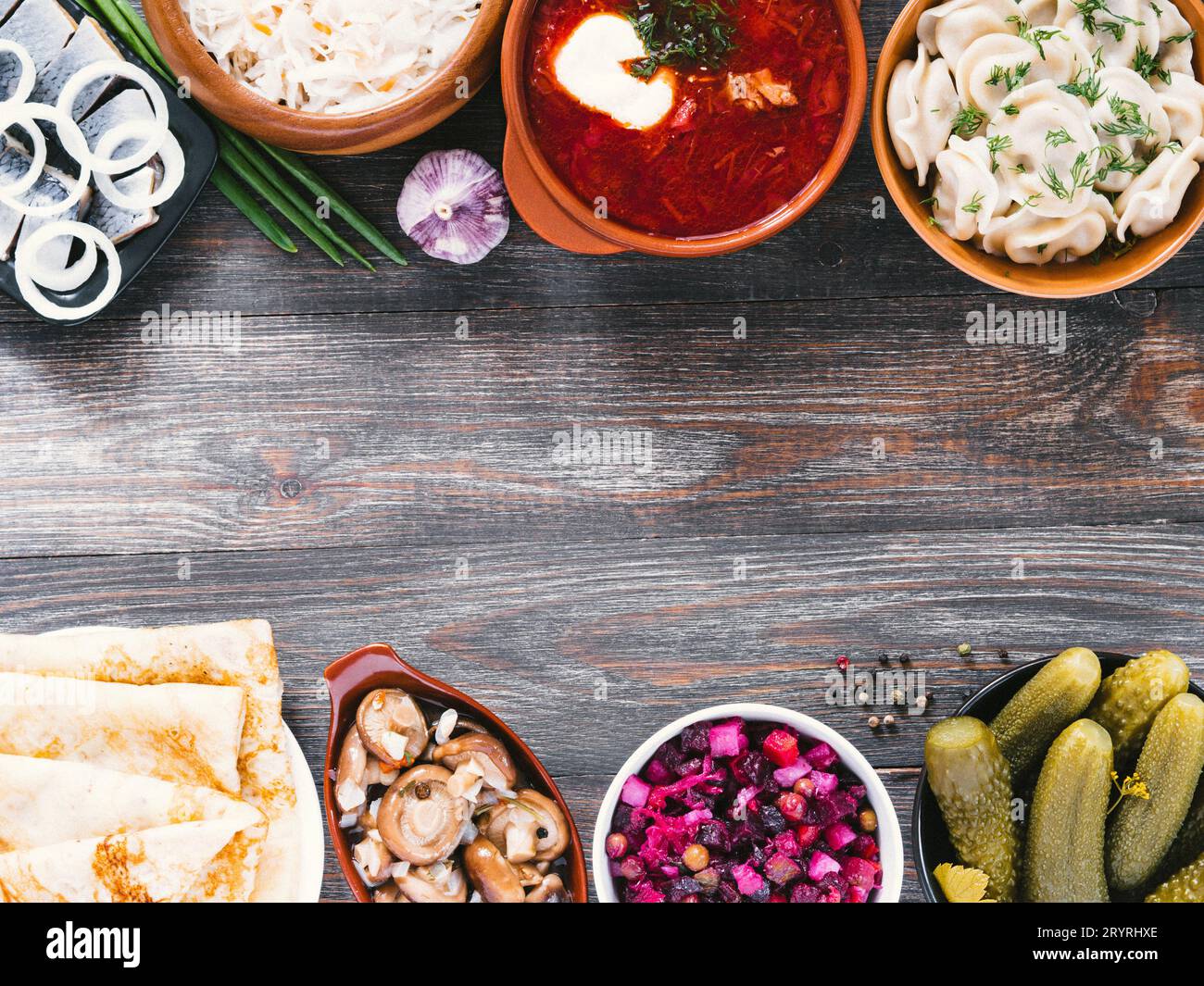 Russian food assortment Stock Photo - Alamy