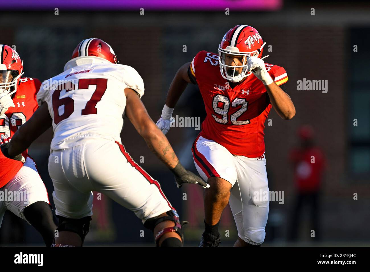 Maryland defensive lineman Christian Teague (92) in action against ...