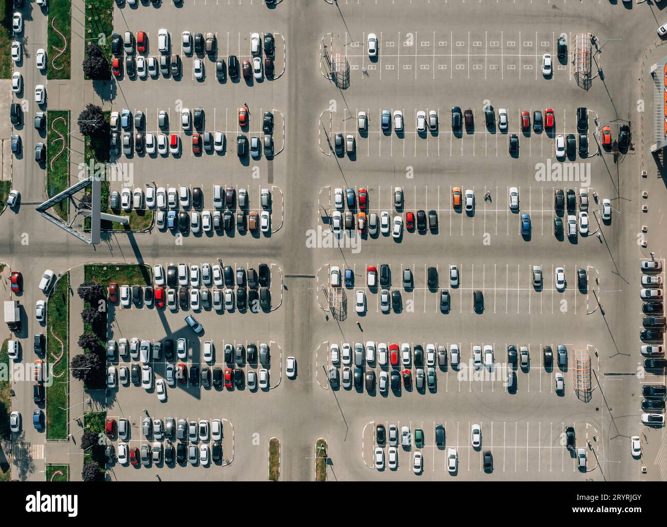Aerial view of parking with parked cars Stock Photo - Alamy