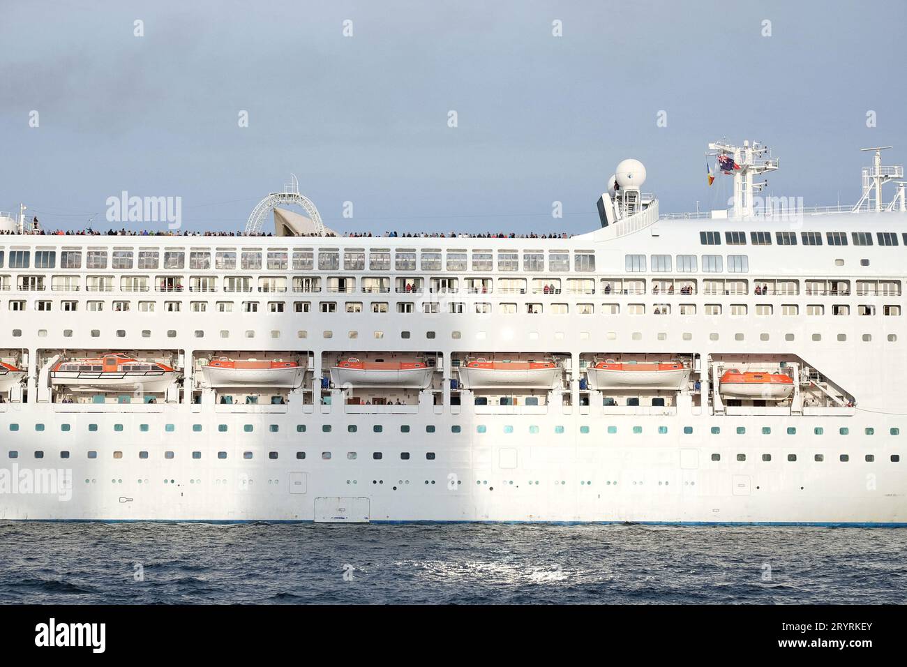 A white cruise ship leaving Circular Quay completely blocks out the ...
