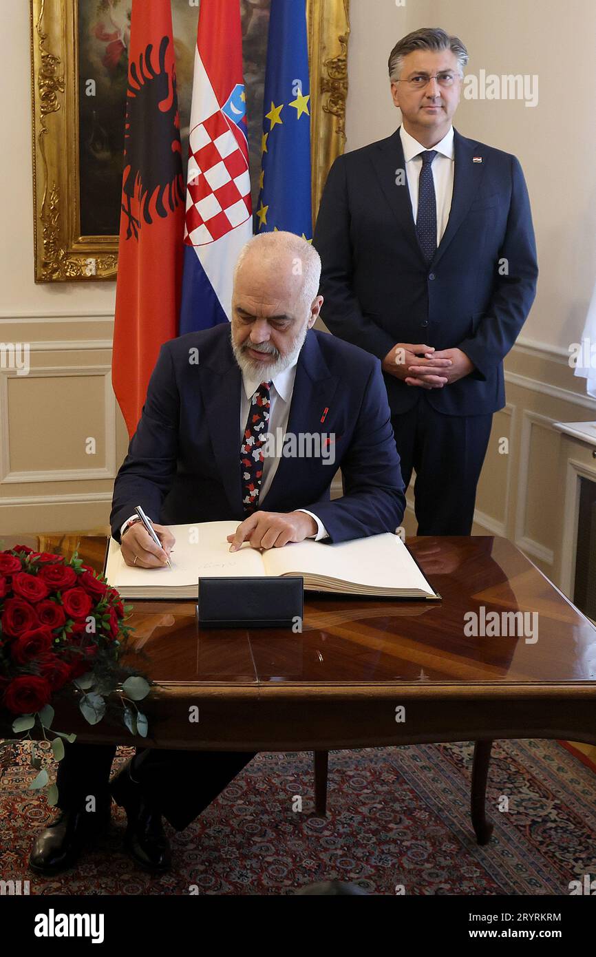 Zagreb, Croatia. 02nd Oct, 2023. Prime Minister of Albania Edi Rama ...