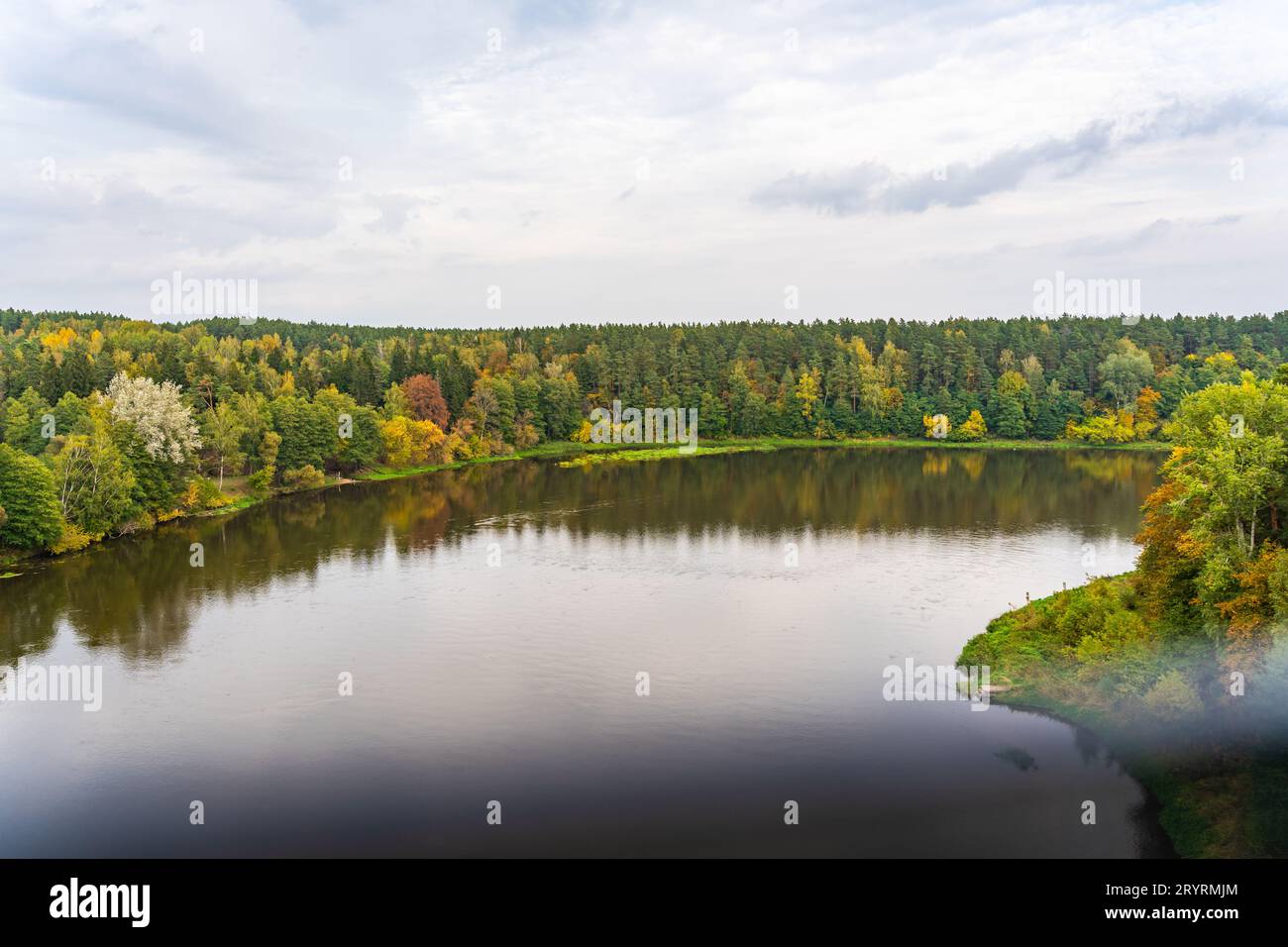 Autumn Scenery: Neman or Nemunas River from Bird's-Eye Perspective in ...