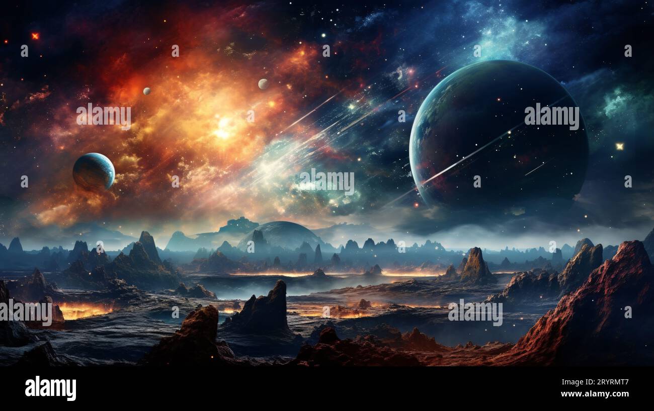 An awe-inspiring panoramic view of planets and a distant galaxy from ...