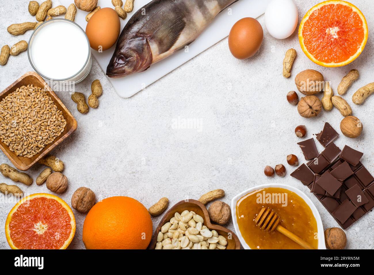 Selection of allergic food. Allergy food concept Stock Photo - Alamy