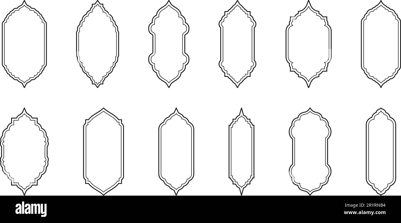 Islamic window line shape collection. Arabic, muslim architecture ...