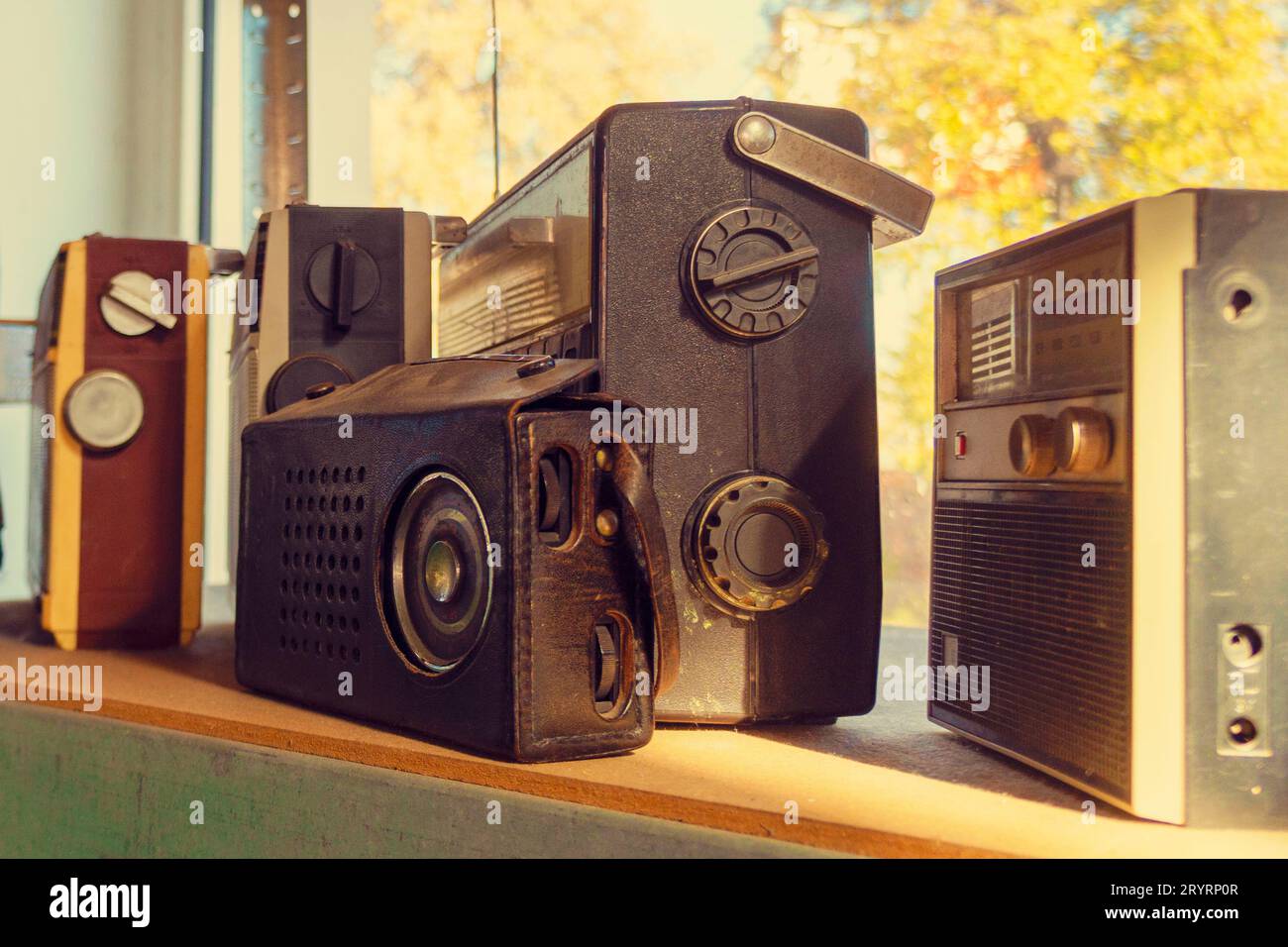 Old wooden wireless . Classic Vintage radio receiver set . Retro of old ...