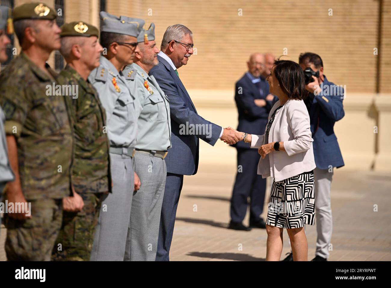 Defense Minister Margarita Robles waves during a visit to the Military ...