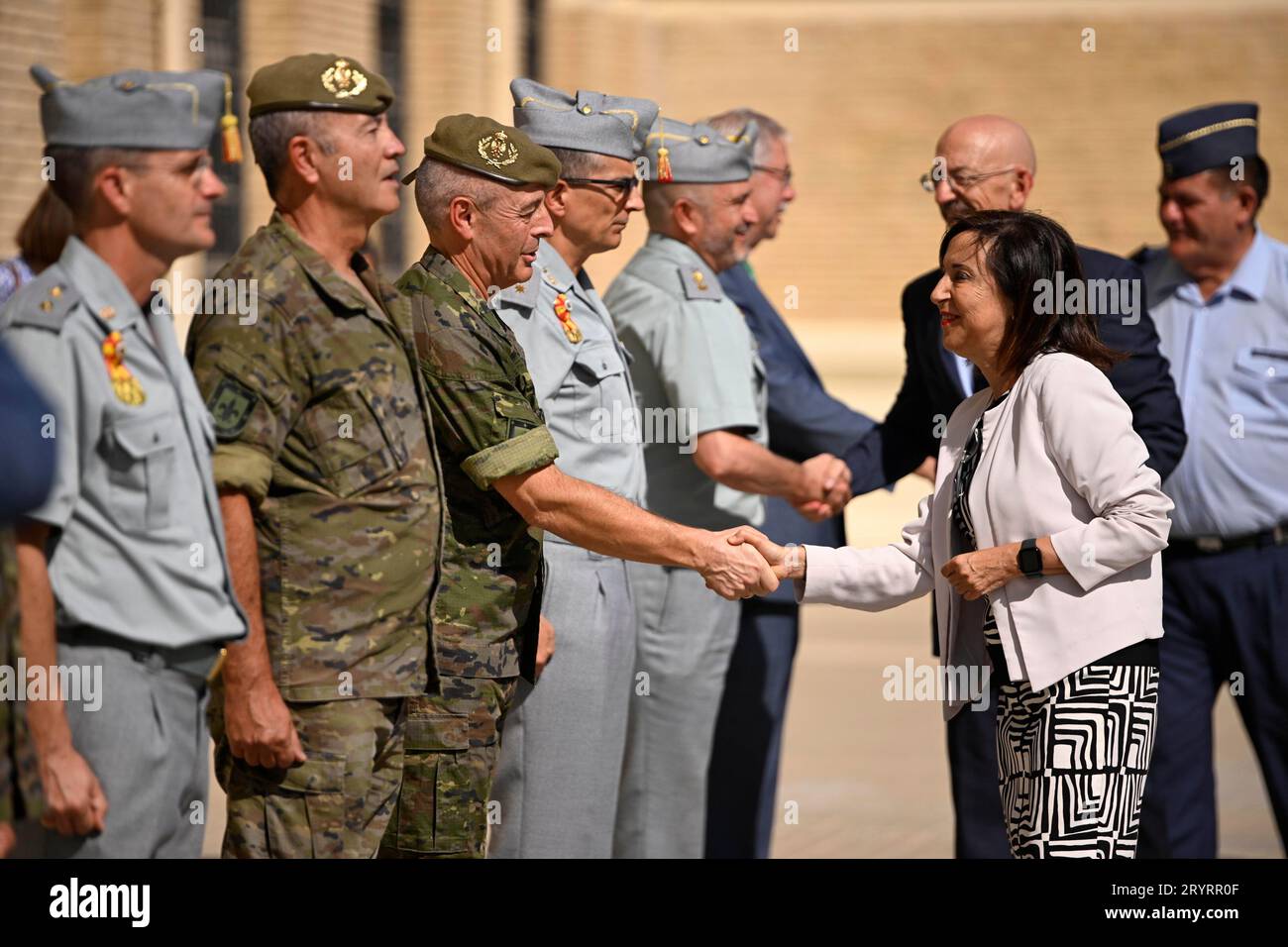 Defense Minister Margarita Robles waves during a visit to the Military ...