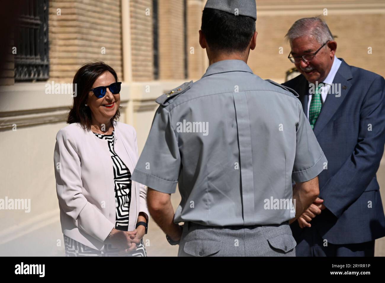 Minister of Defense, Margarita Robles (left), during a visit to the ...