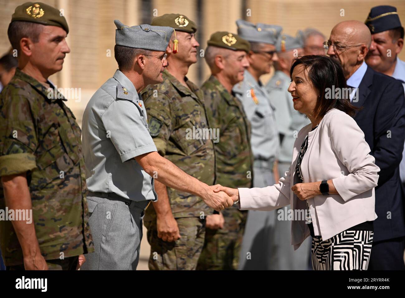 Defense Minister Margarita Robles waves during a visit to the Military ...
