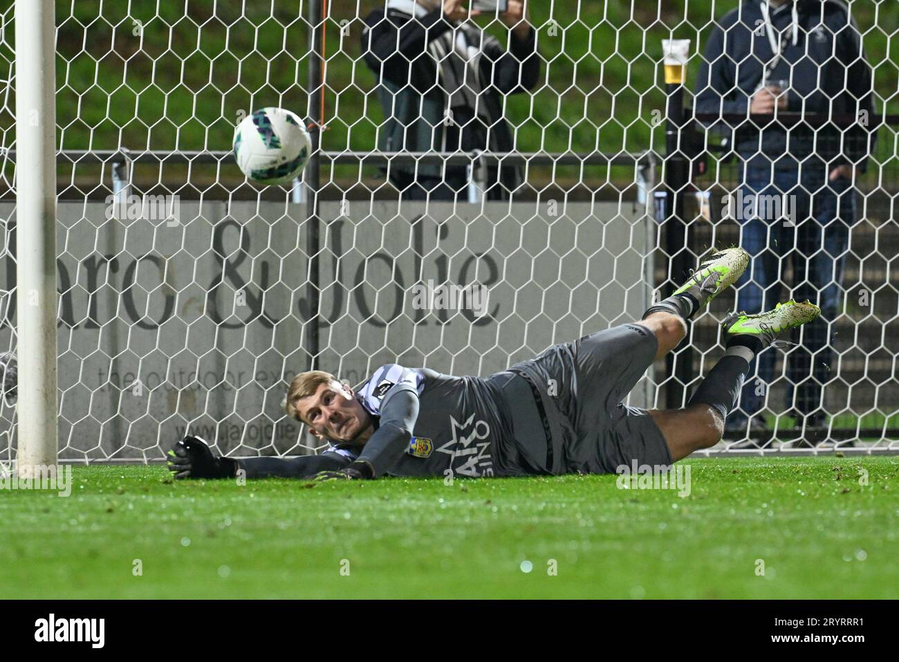 goalkeeper Beau Reus (12) of SK Beveren pictured during a soccer game ...