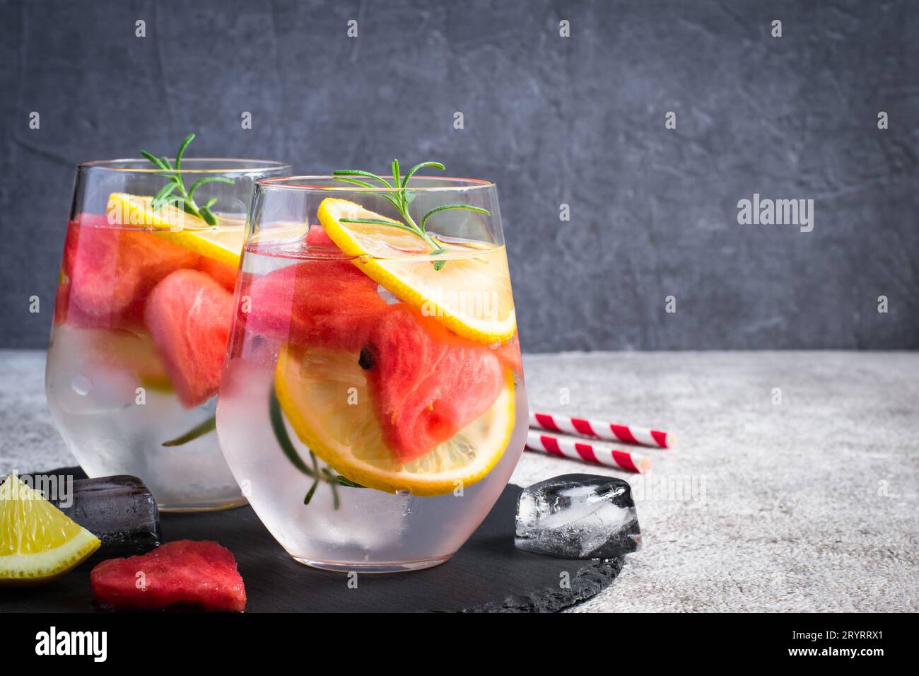 Watermelon lemon Lemonade with pieces of watermelon in shape of heart ...