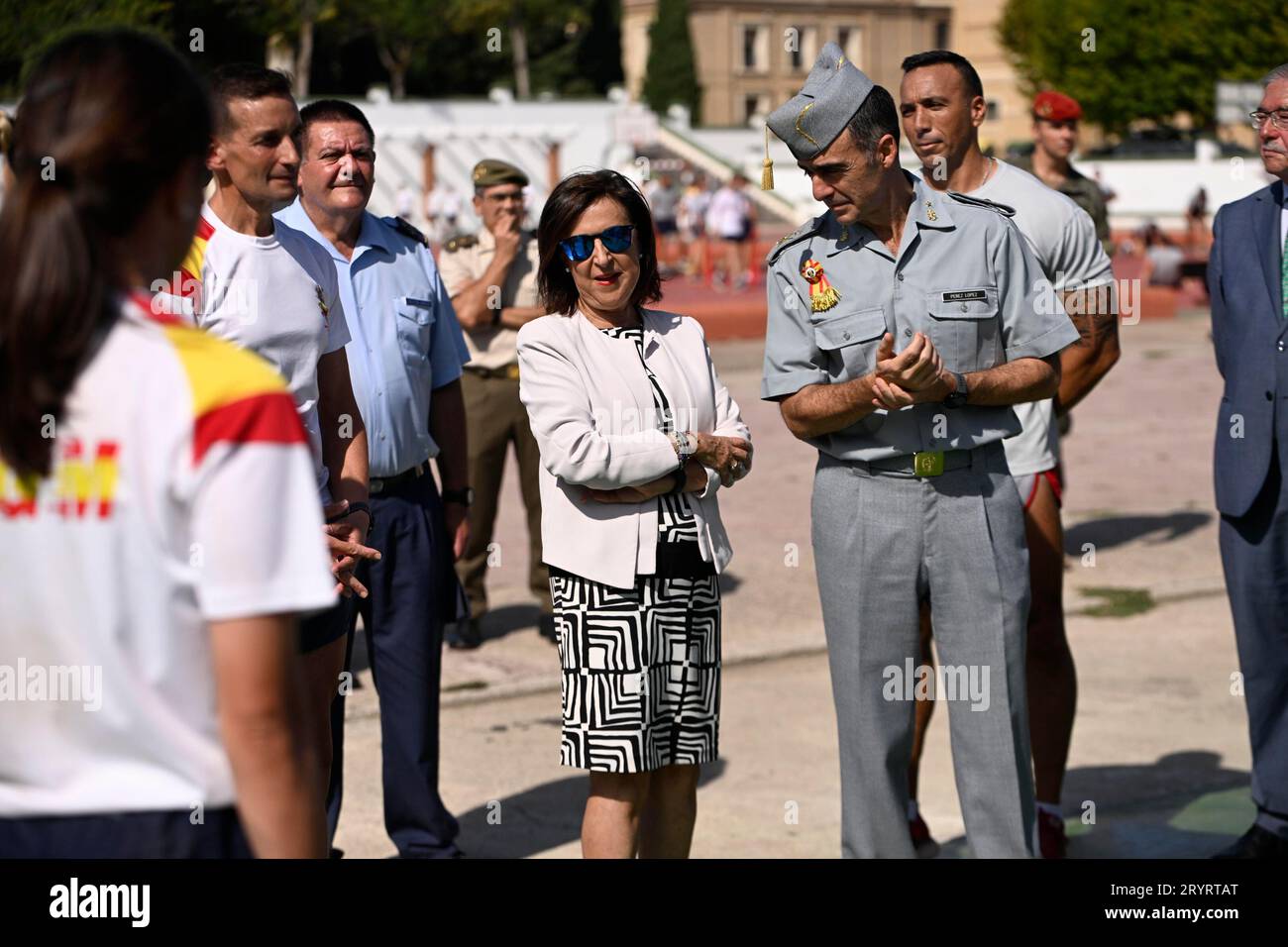 The Minister of Defense, Margarita Robles (c), visits the Military ...