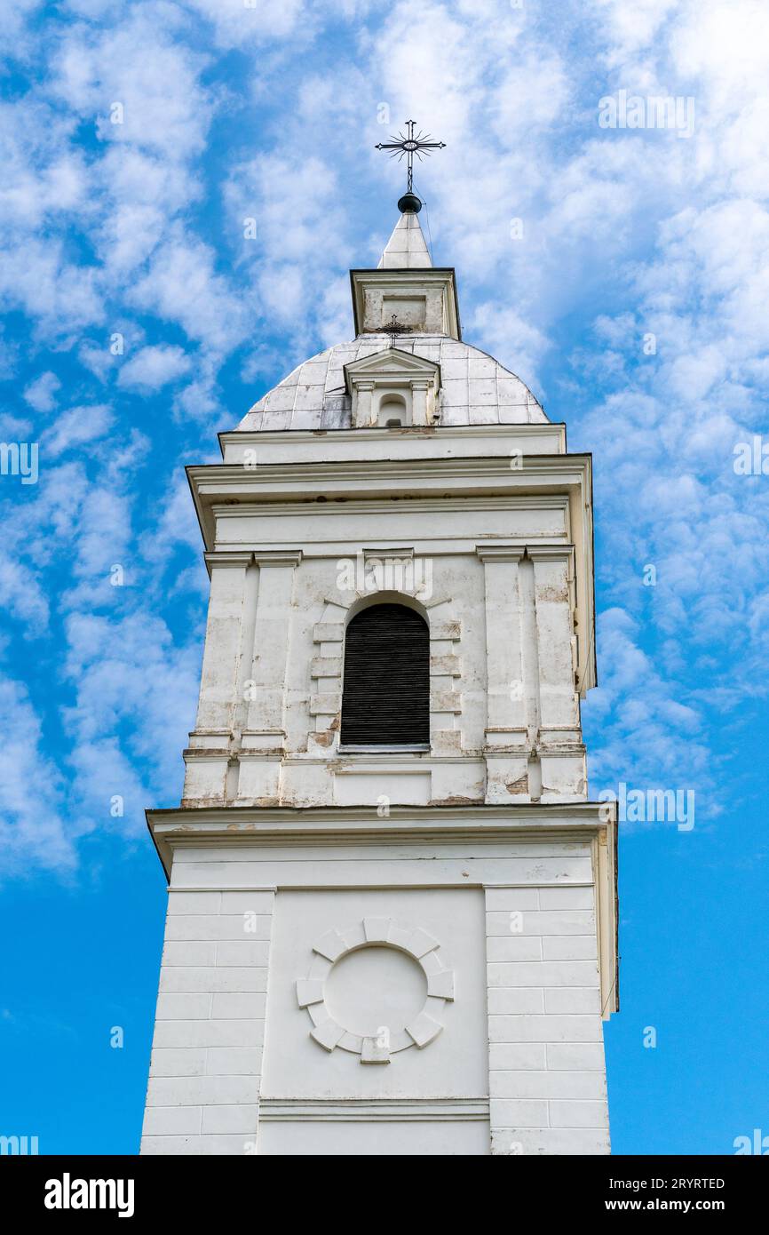 White catholic church tower Stock Photo - Alamy