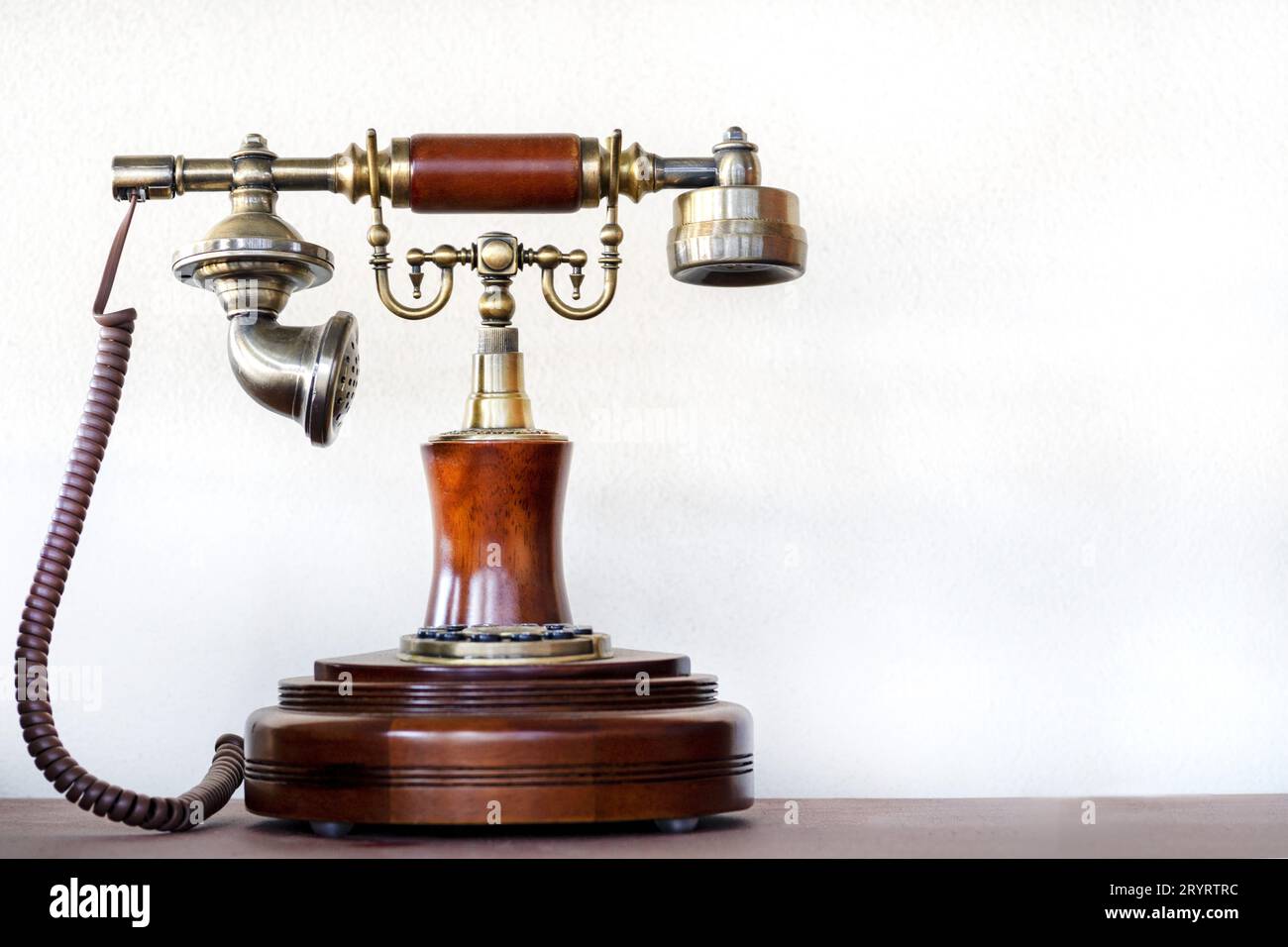 Retro telephone on white background. old telephon with rotary dial ...