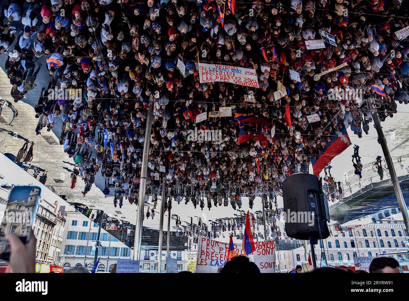 Marseille, France. 01st Oct, 2023. Protesters are gathering under L ...