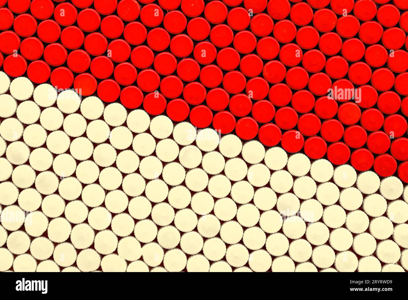 white red Texture, background from cork of plastic bottles. white and ...