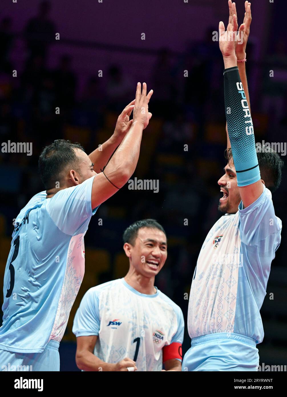 Jinhua, China's Zhejiang Province. 2nd Oct, 2023. Players of India ...