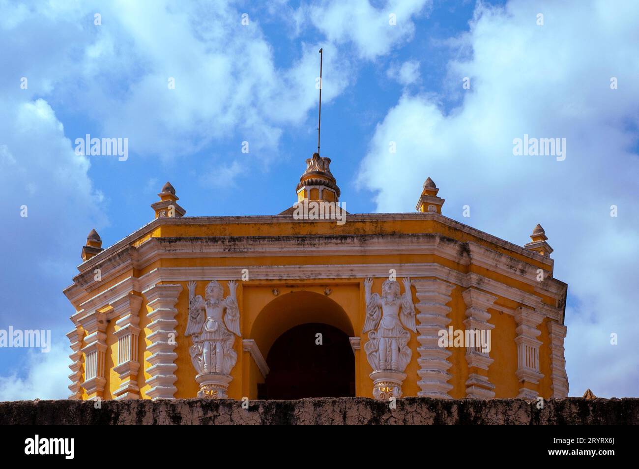 Dome in the church of La Antigua Guatemala, Capuchinas with high relief ...