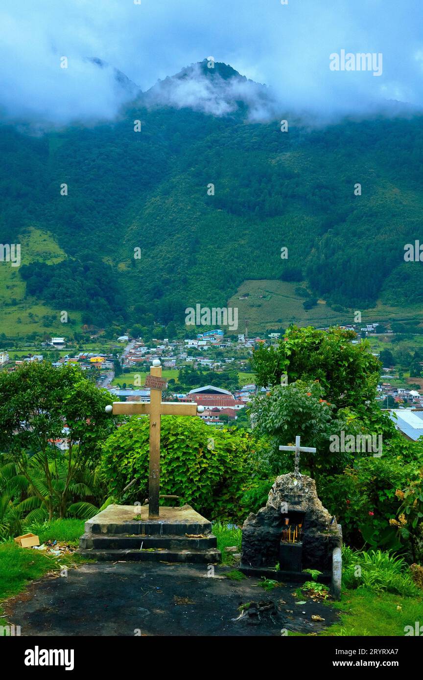 Altar and view of a rural town in Guatemala in the area of Las ...
