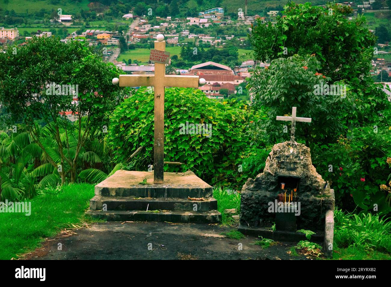 Altar and view of a rural town in Guatemala in the area of Las ...