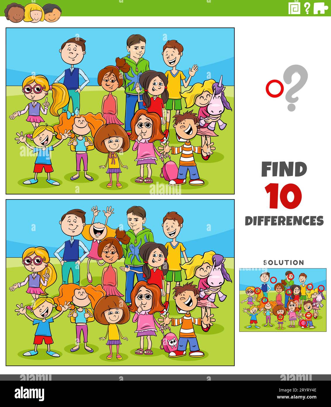 Cartoon illustration of finding the differences between pictures ...