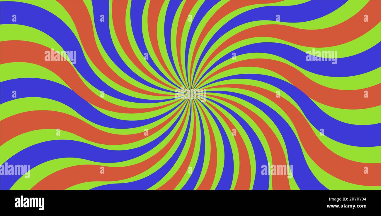 Sunburst groovy carnival background. Sun and rainbow swirl pattern ...