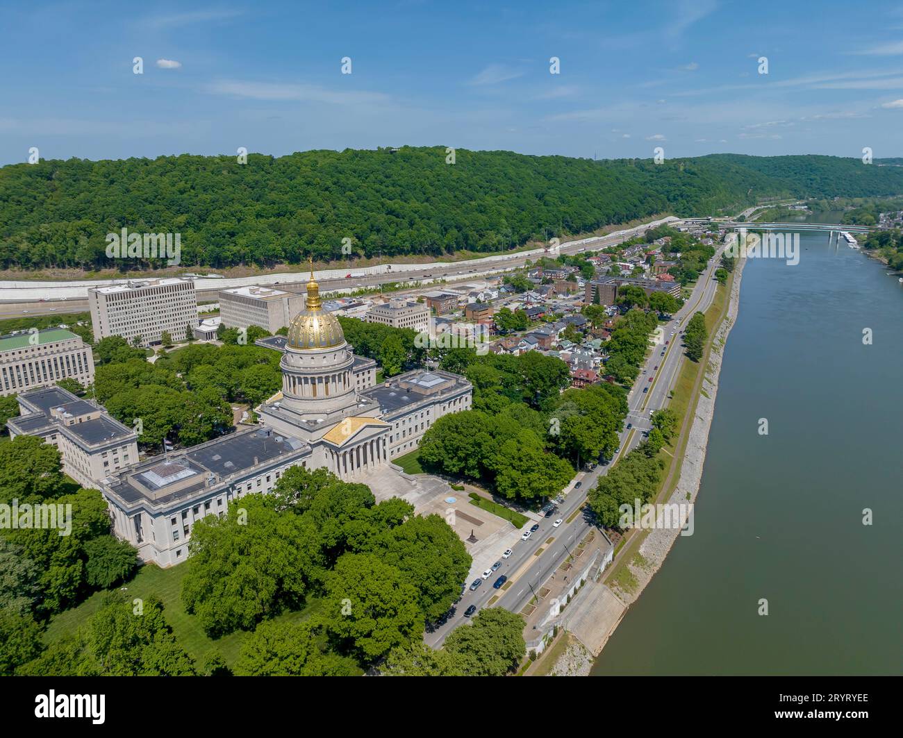 Aerial View Of The West Virginia State Capitol Building And Grounds ...